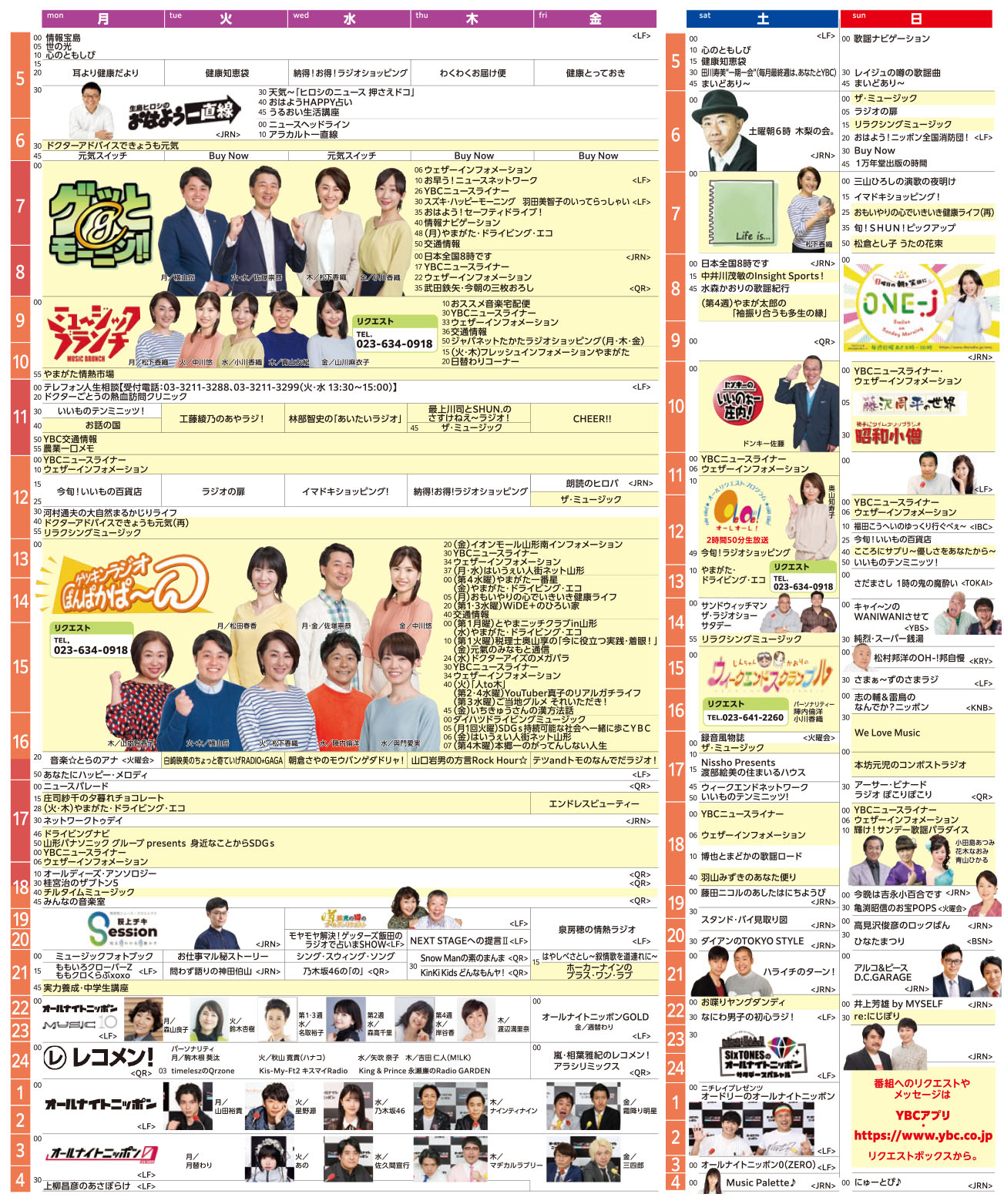 YBCラジオ タイムテーブル - YBC 山形放送